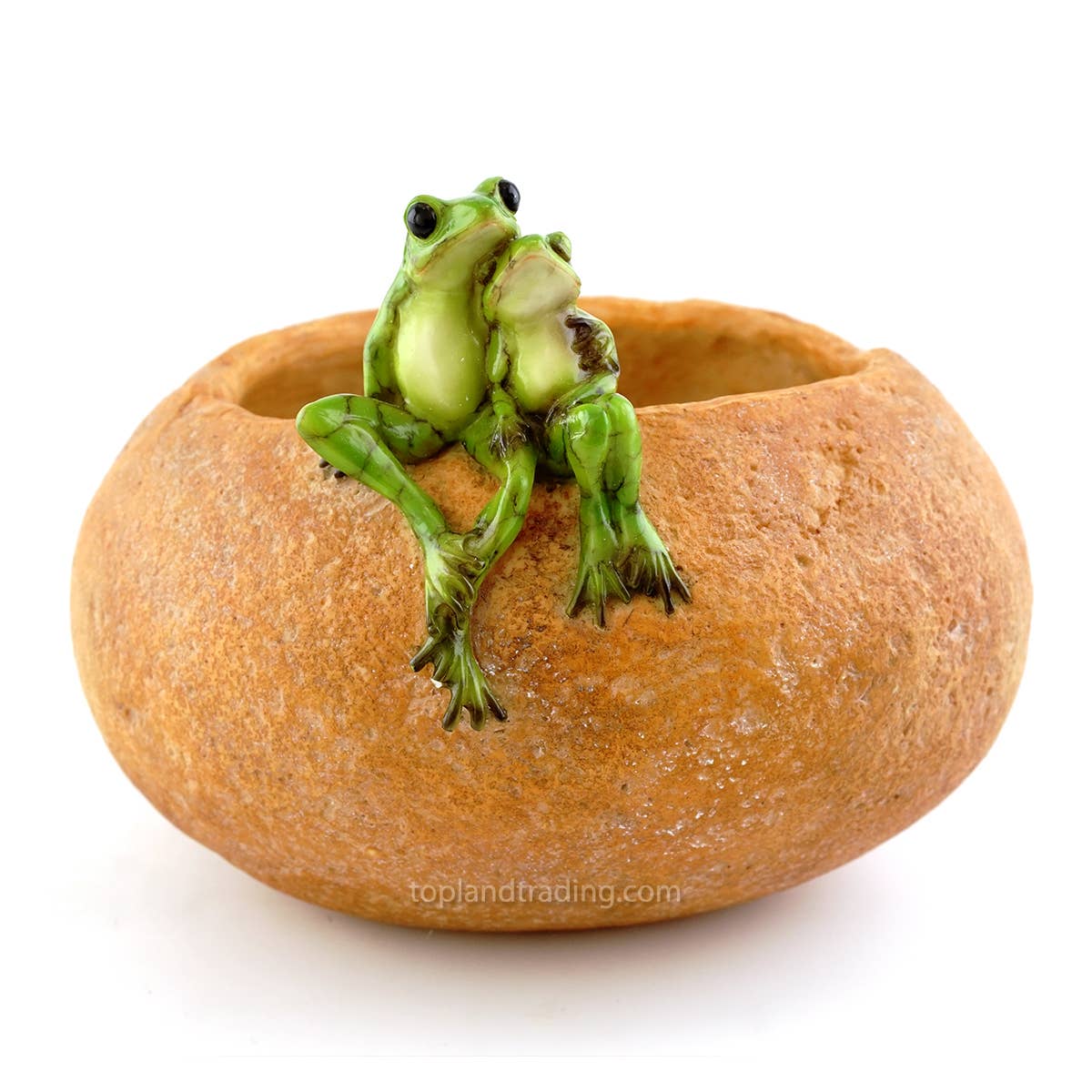 Frog Lovers On Lg. Functional Stone Flower Pot