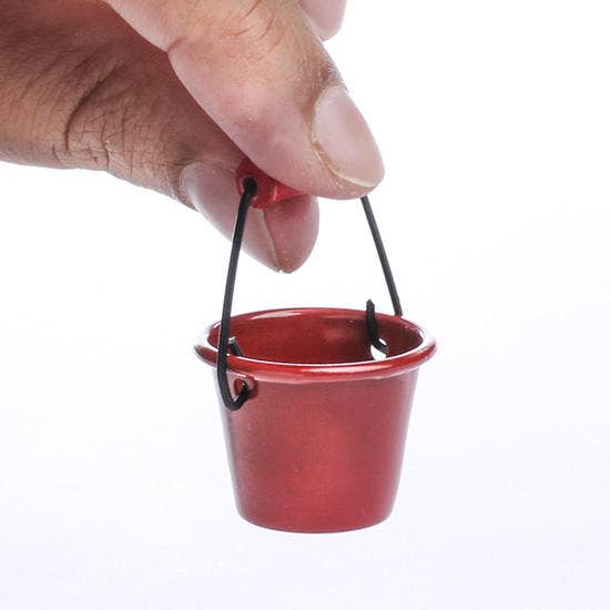 Miniature Red Metal Pail - Mini Bucket