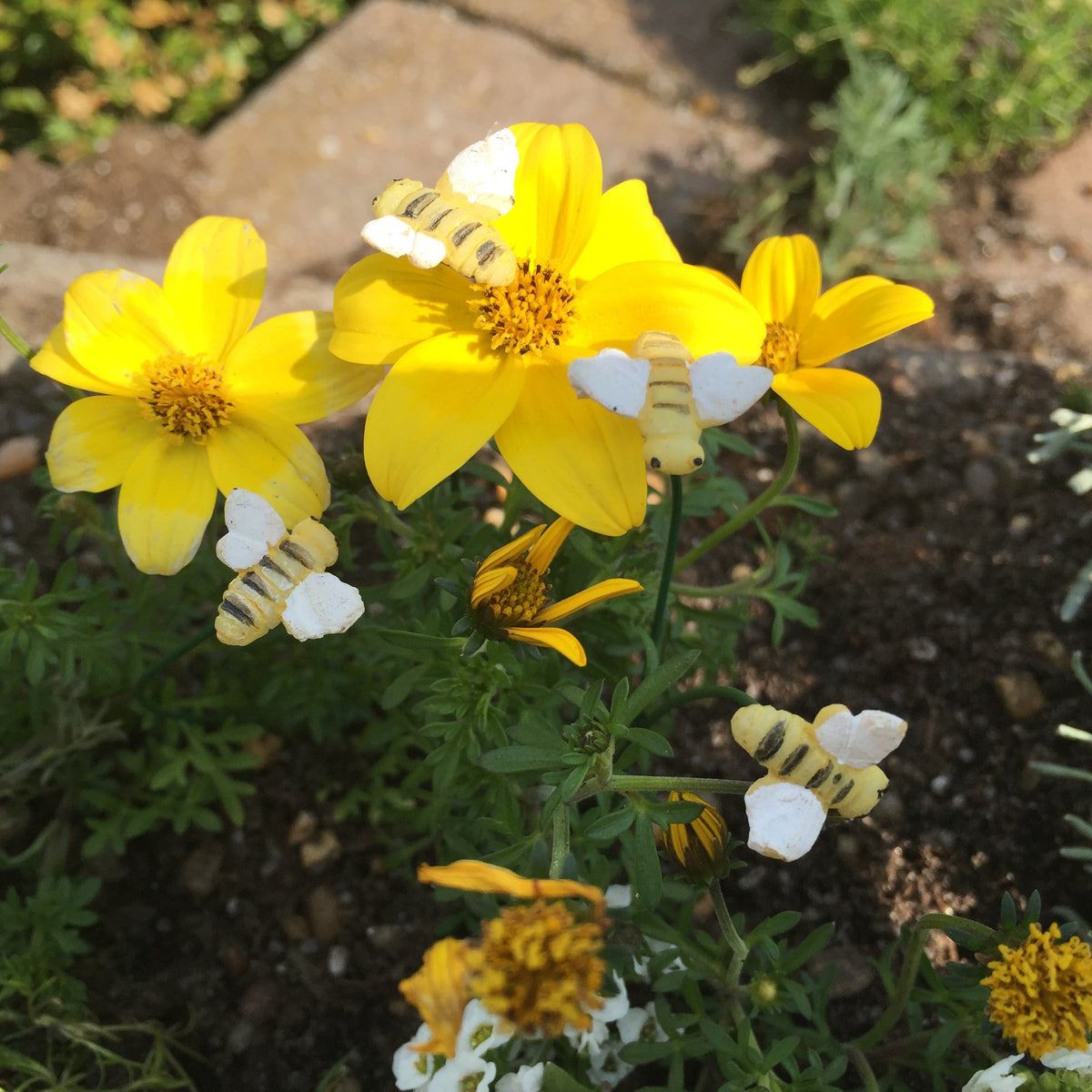 Glow In The Dark Bee Pick - Set of 4, Fairy Garden Bees, Mini Bees, Mi