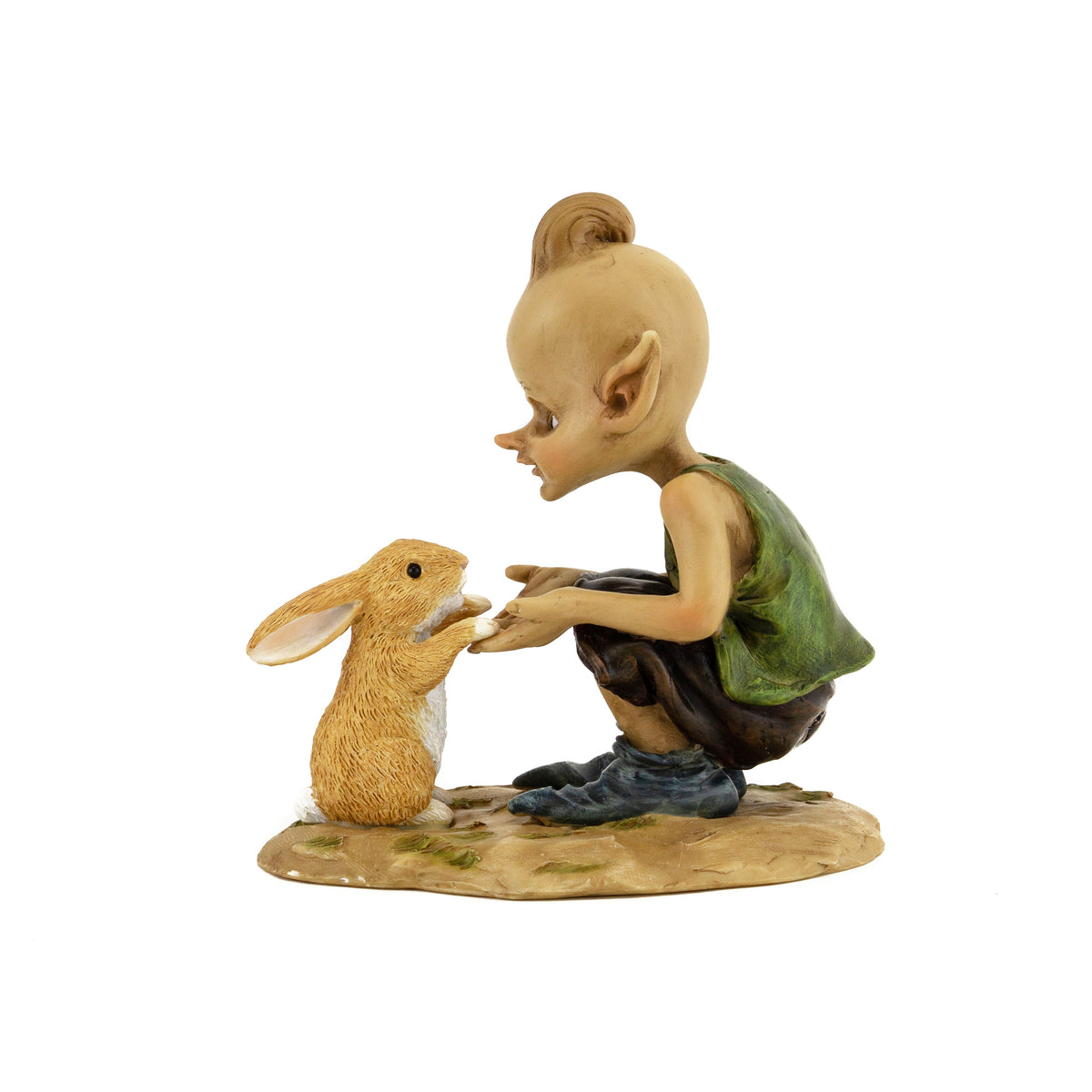 Pixie Playing with Bunny, Fairy Garden Pixie, Mini Pixie