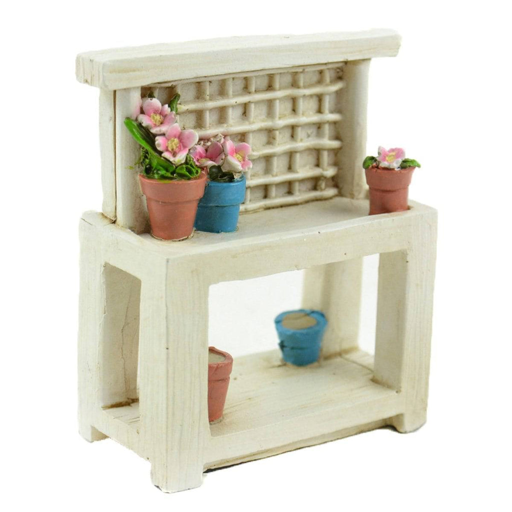 Mini White Potting Table, Fairy Garden Potting Table, Mini Potting Tab