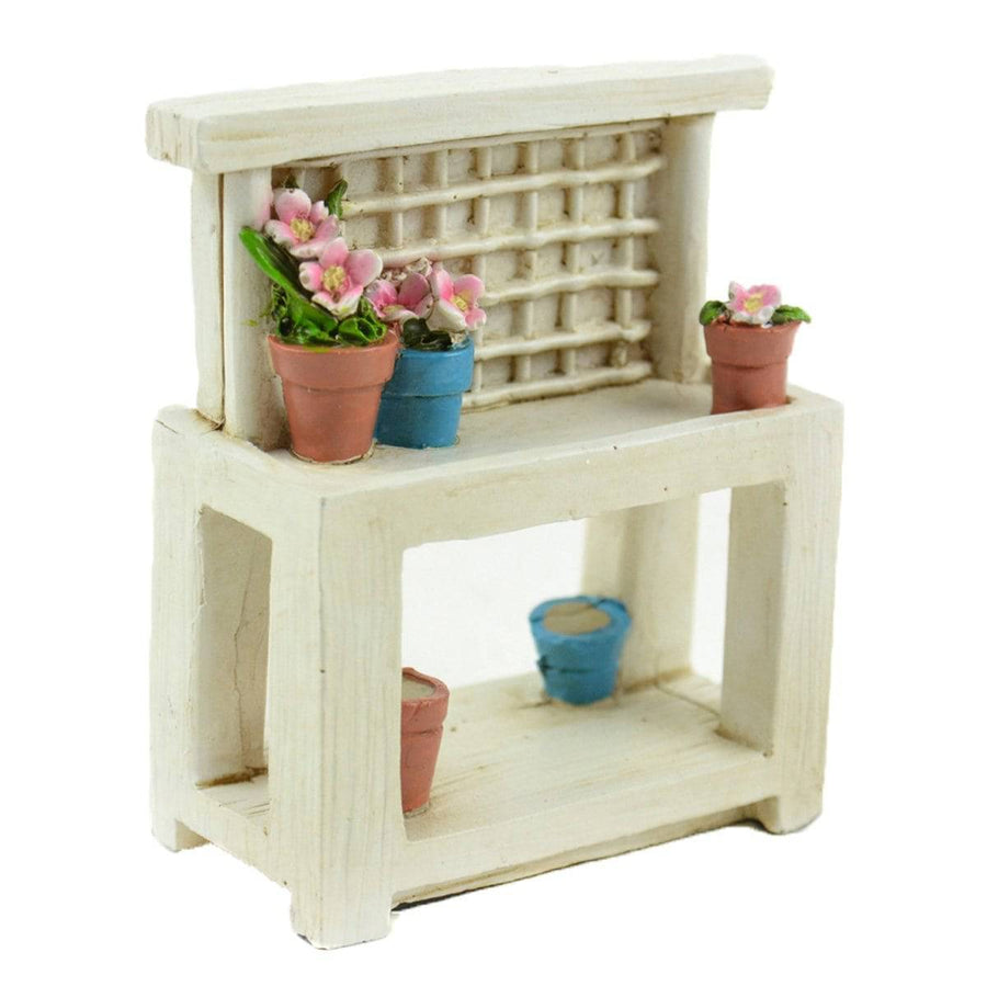 Mini White Potting Table, Fairy Garden Potting Table, Mini Potting Tab