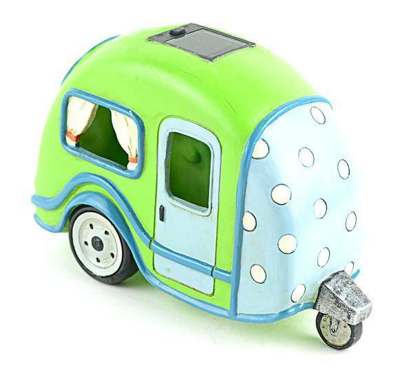 Solar Camper With Polka Dots, Mini Camper, Fairy Garden Camper, Mini C