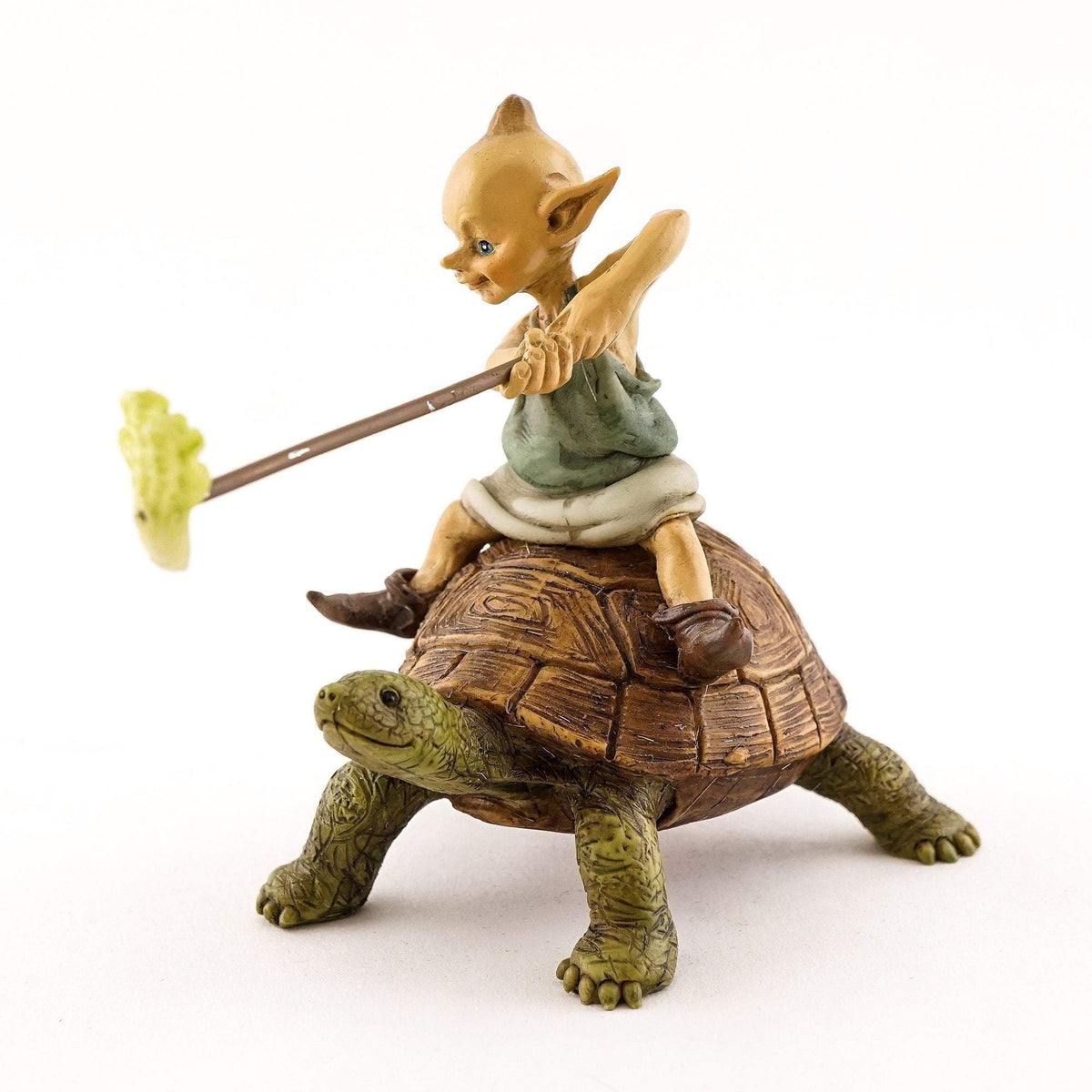 Garden Pixie Riding on Turtle, Fairy Garden, Mini Pixie, Mini Sprite