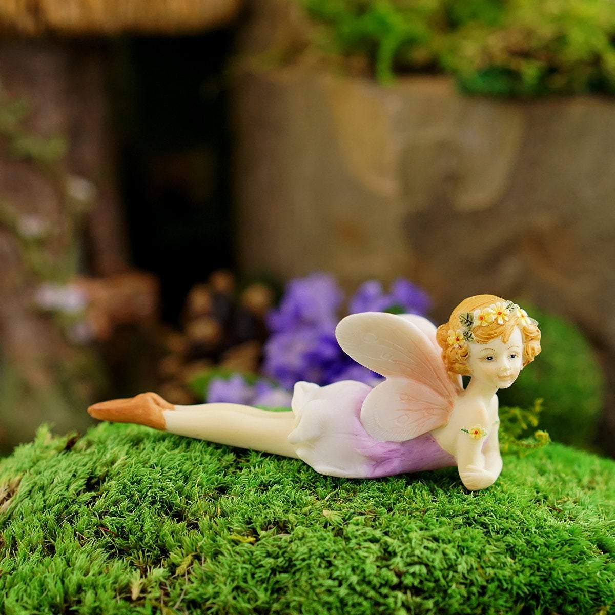 Resting Flower Fairy, Fairy Garden, Sleeping Fairy, Mini Fairy, Garden